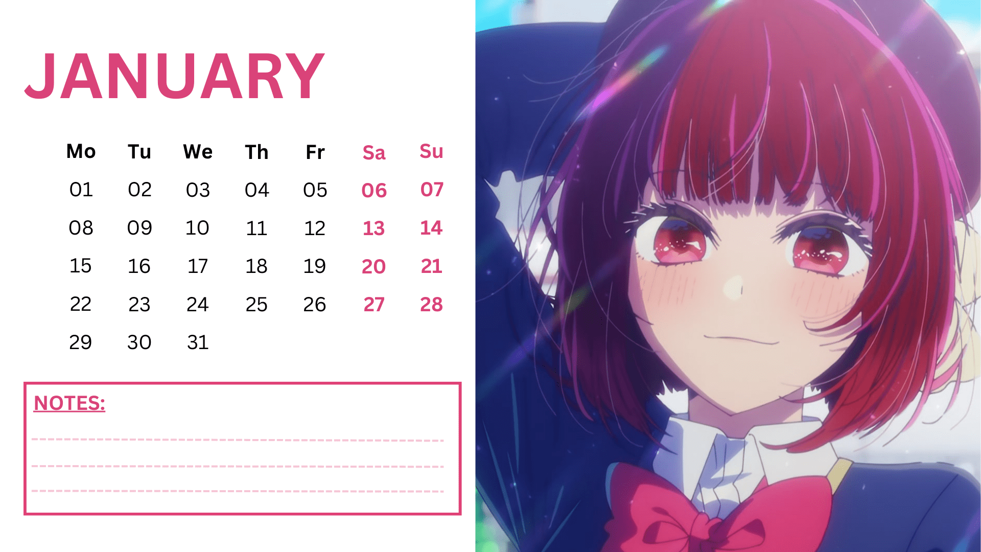 Free Oshi no Ko 2024 Calendars - All About Anime and Manga