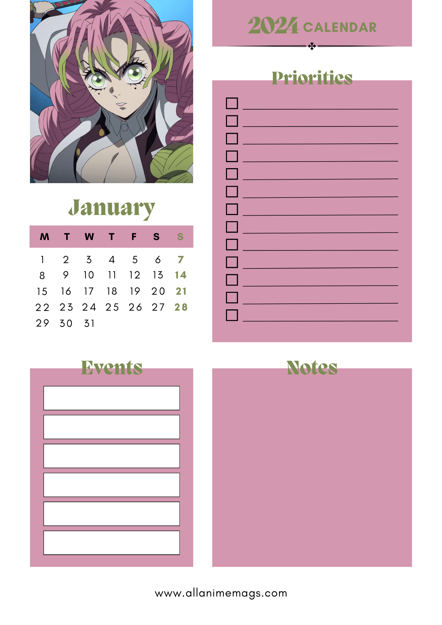 Free Demon Slayer 2024 Calendars - All About Anime and Manga