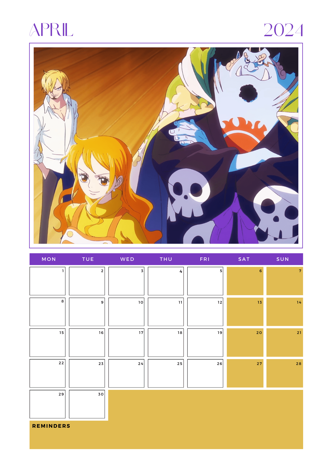 Free 2024 One Piece Anime Calendars - All About Anime and Manga