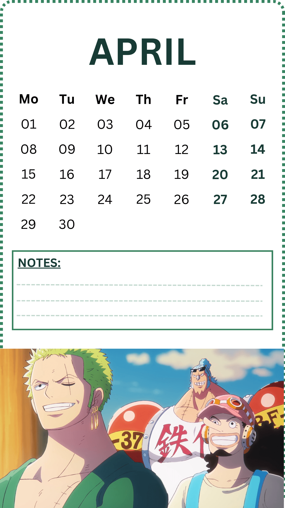Free 2024 One Piece Anime Calendars - All About Anime and Manga