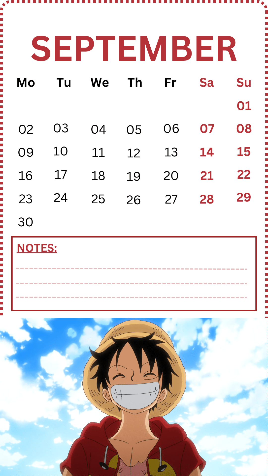 Free 2024 One Piece Anime Calendars - All About Anime and Manga