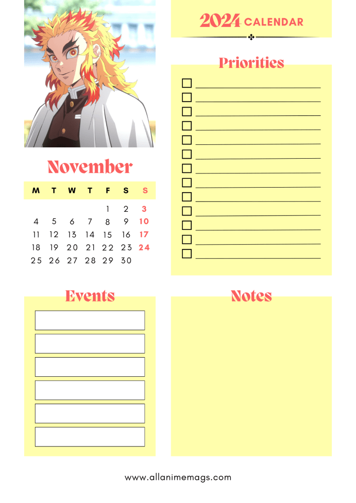 Free Demon Slayer 2024 Calendars - All About Anime and Manga
