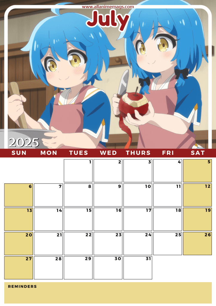 4 Free Downloadable 2025 Anime Calendars: Raising Kids While ...
