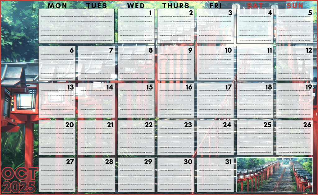 2025 Free Downloadable Anime Calendars - All About Anime and Manga