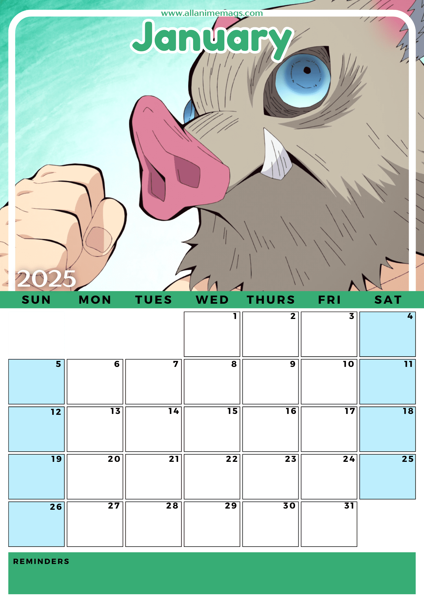 5 Free Downloadable 2025 Anime Calendars: Demon Slayer - All About ...