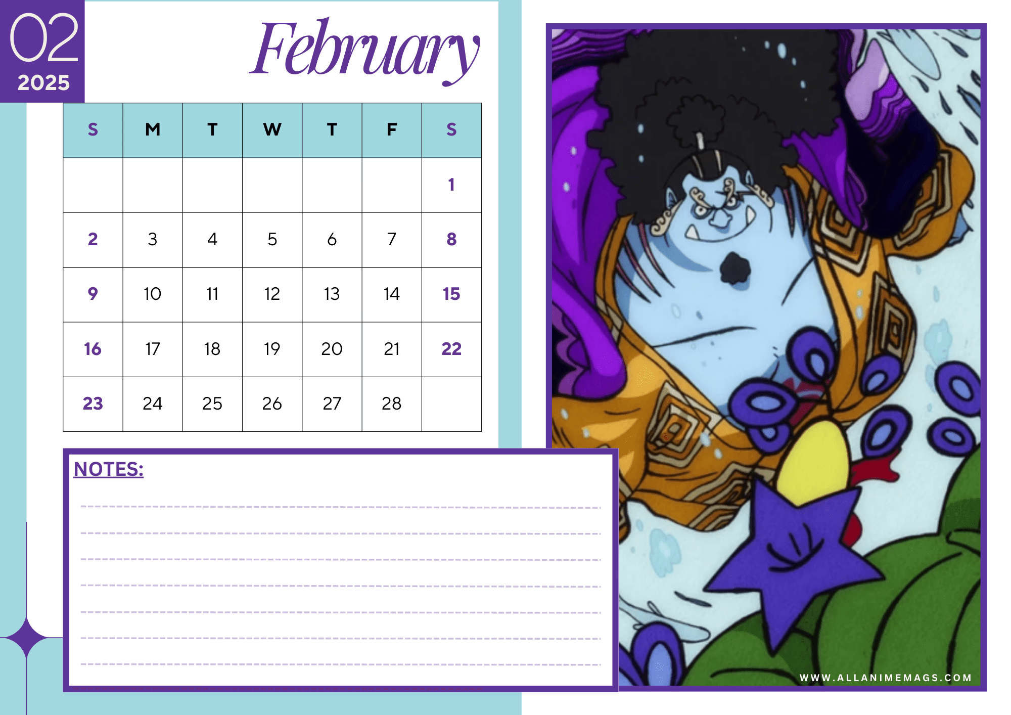 5 Free Downloadable 2025 Anime Calendars: One Piece - All About Anime ...