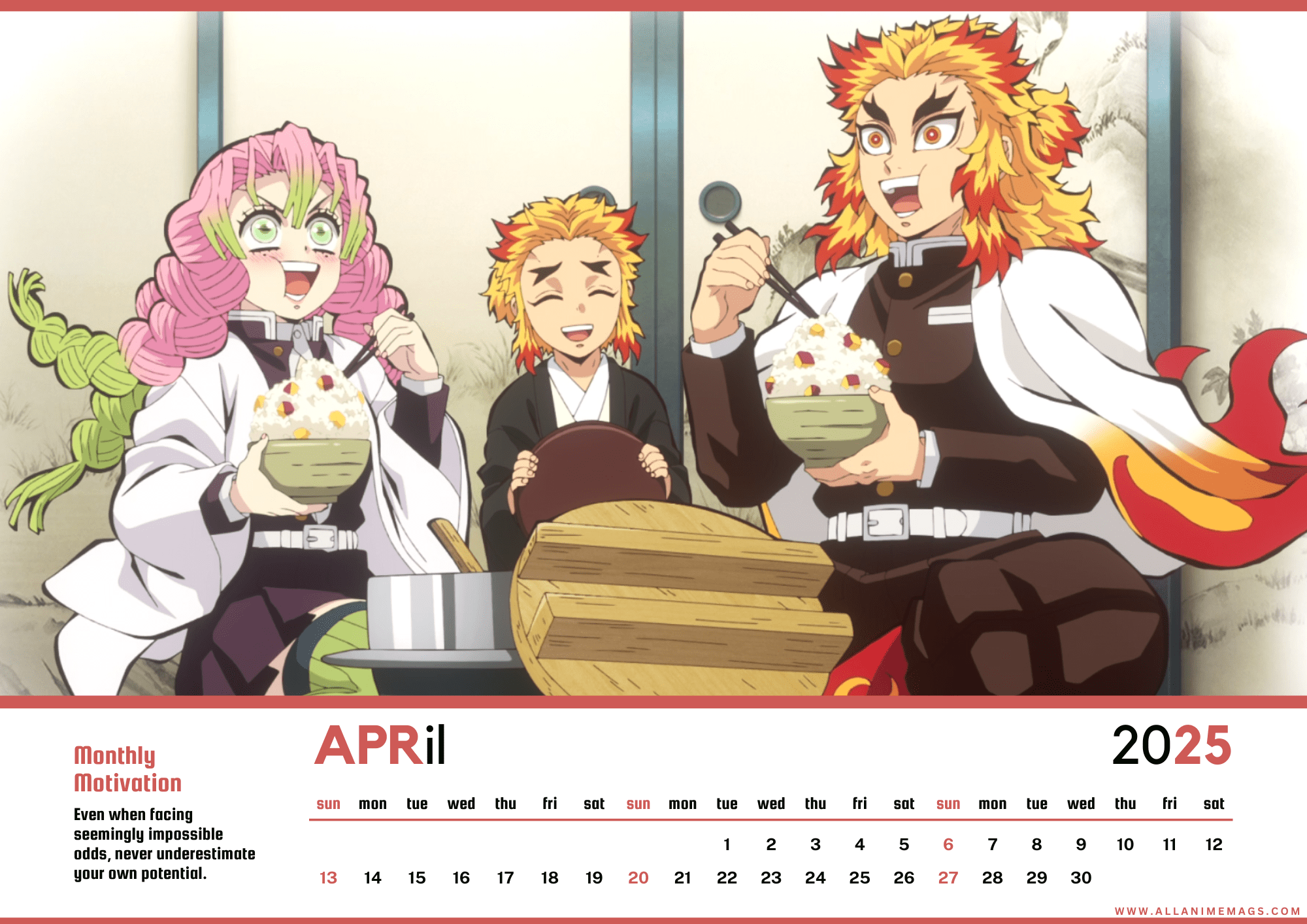 5 Free Downloadable 2025 Anime Calendars: Demon Slayer - All About ...