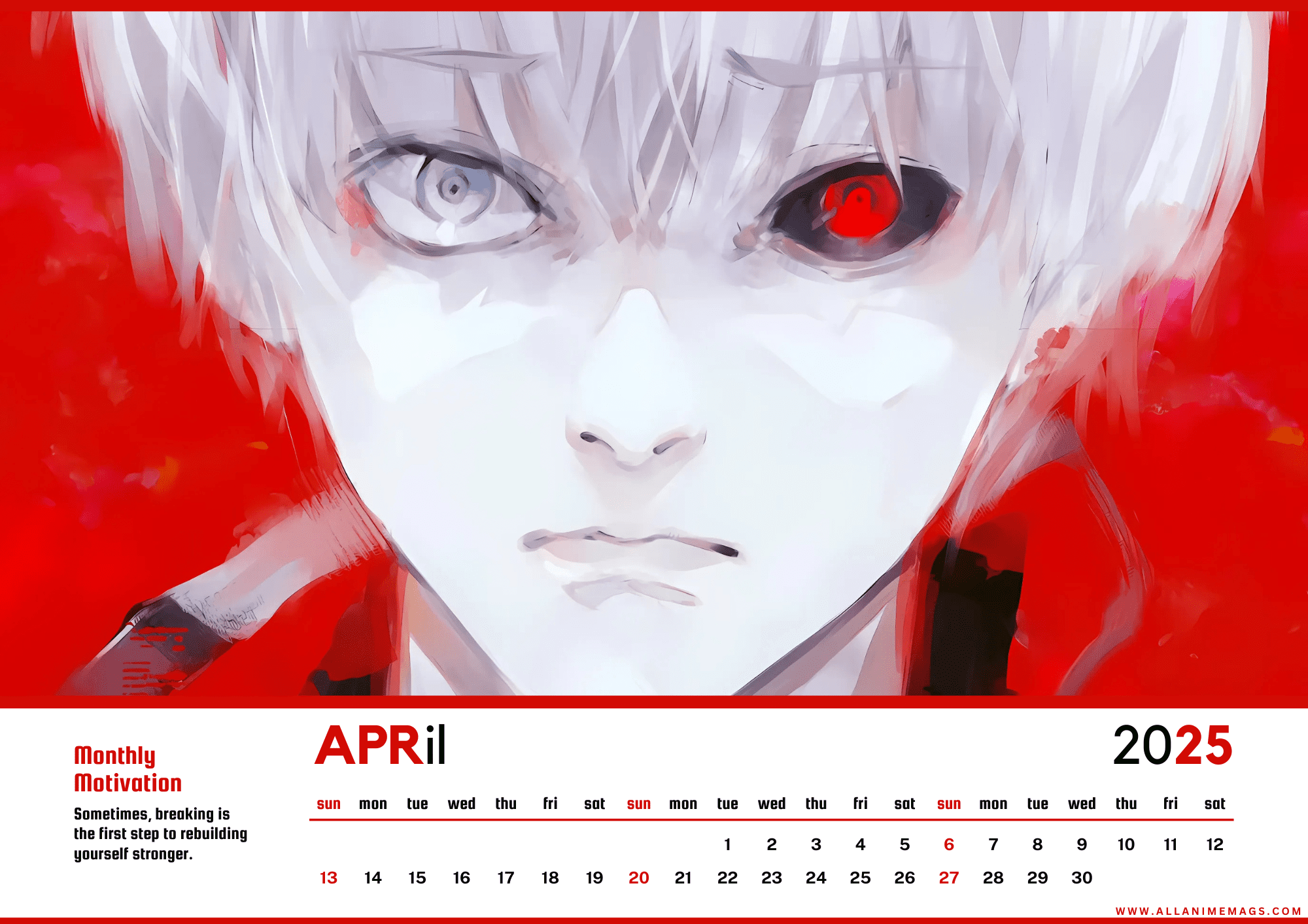 5 Free Downloadable 2025 Anime Calendars: Tokyo Ghoul - All About Anime ...
