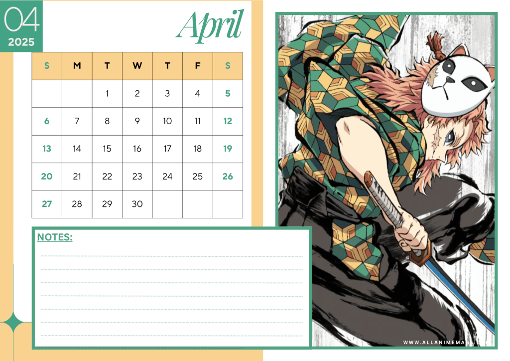 5 Free Downloadable 2025 Anime Calendars: Demon Slayer - All About ...