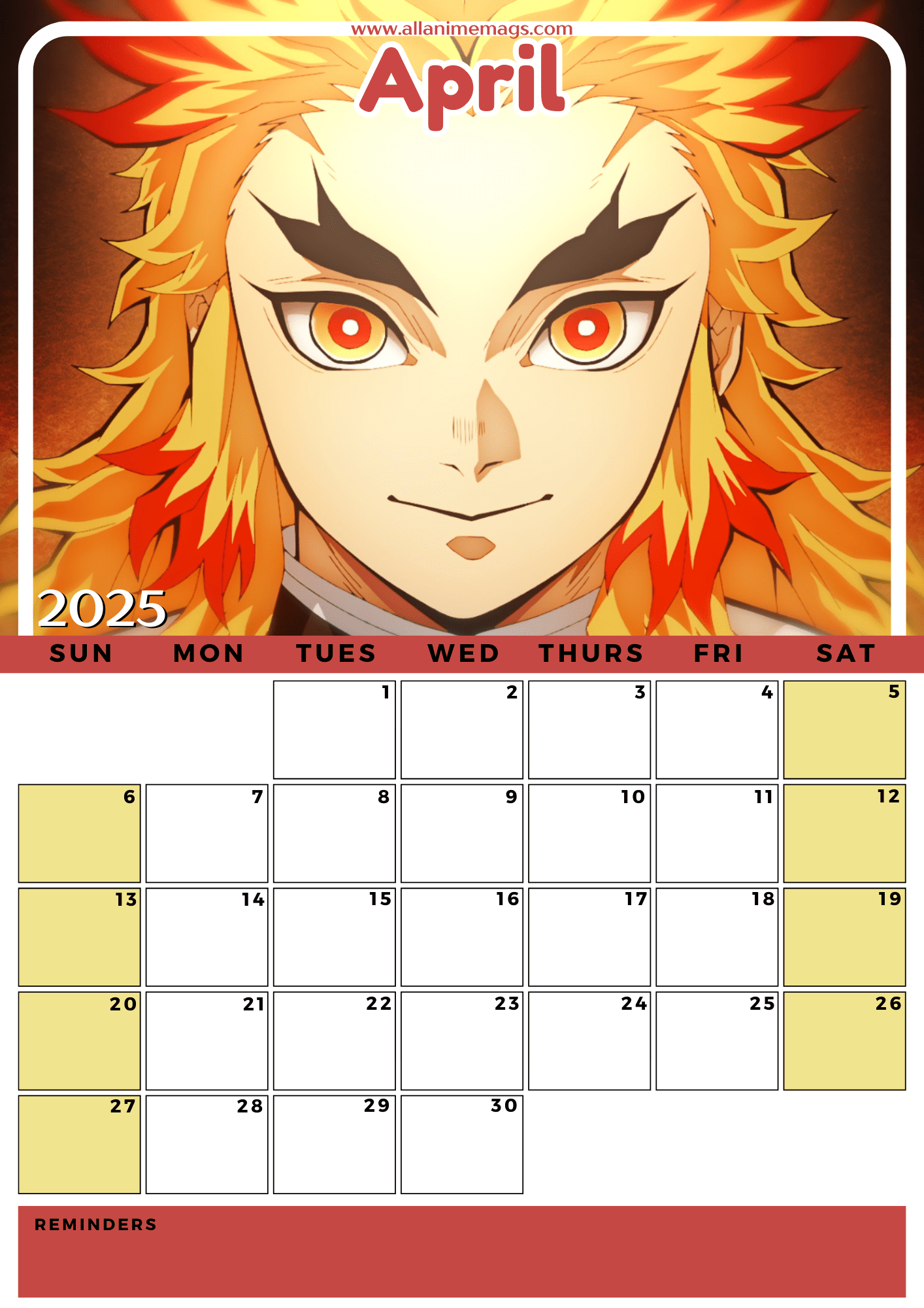 5 Free Downloadable 2025 Anime Calendars: Demon Slayer - All About ...