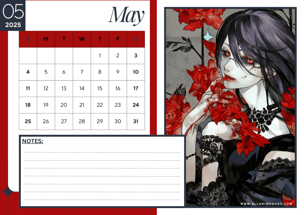 5 Free Downloadable 2025 Anime Calendars: Tokyo Ghoul - All About Anime ...