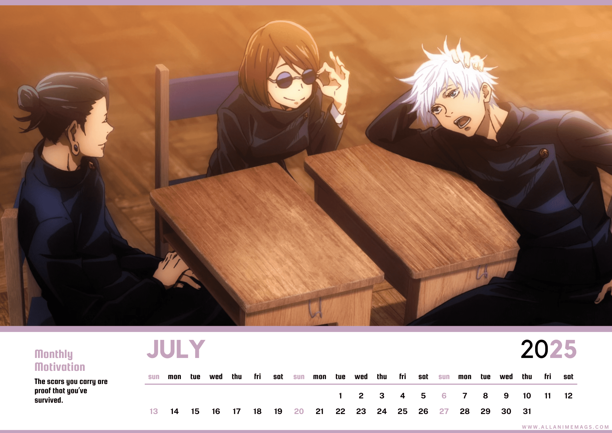 5 Free Downloadable 2025 Anime Calendars: Jujutsu Kaisen - All About ...