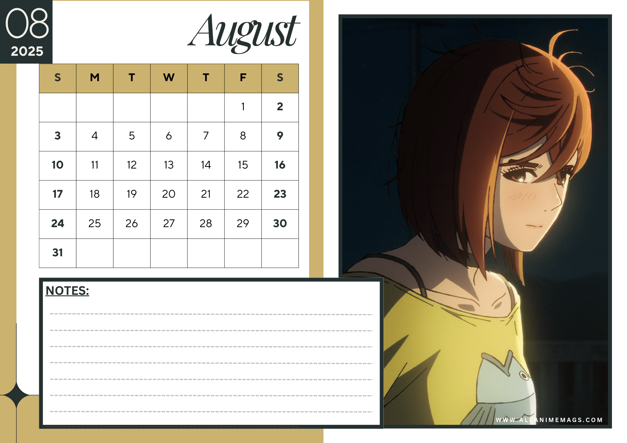 5 Free Downloadable 2025 Anime Calendars: Dan Da Dan - All About Anime ...