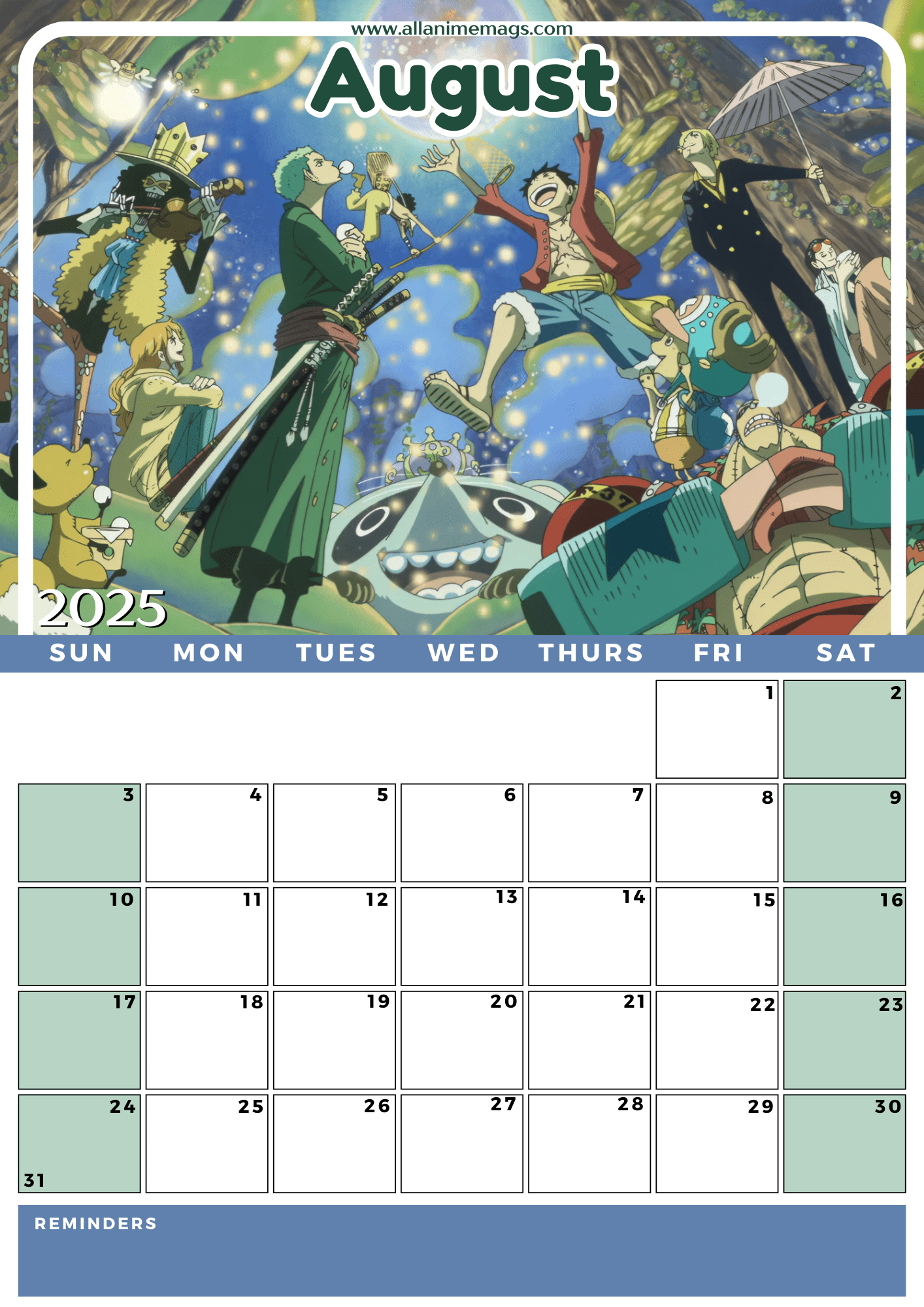 5 Free Downloadable 2025 Anime Calendars: One Piece - All About Anime ...