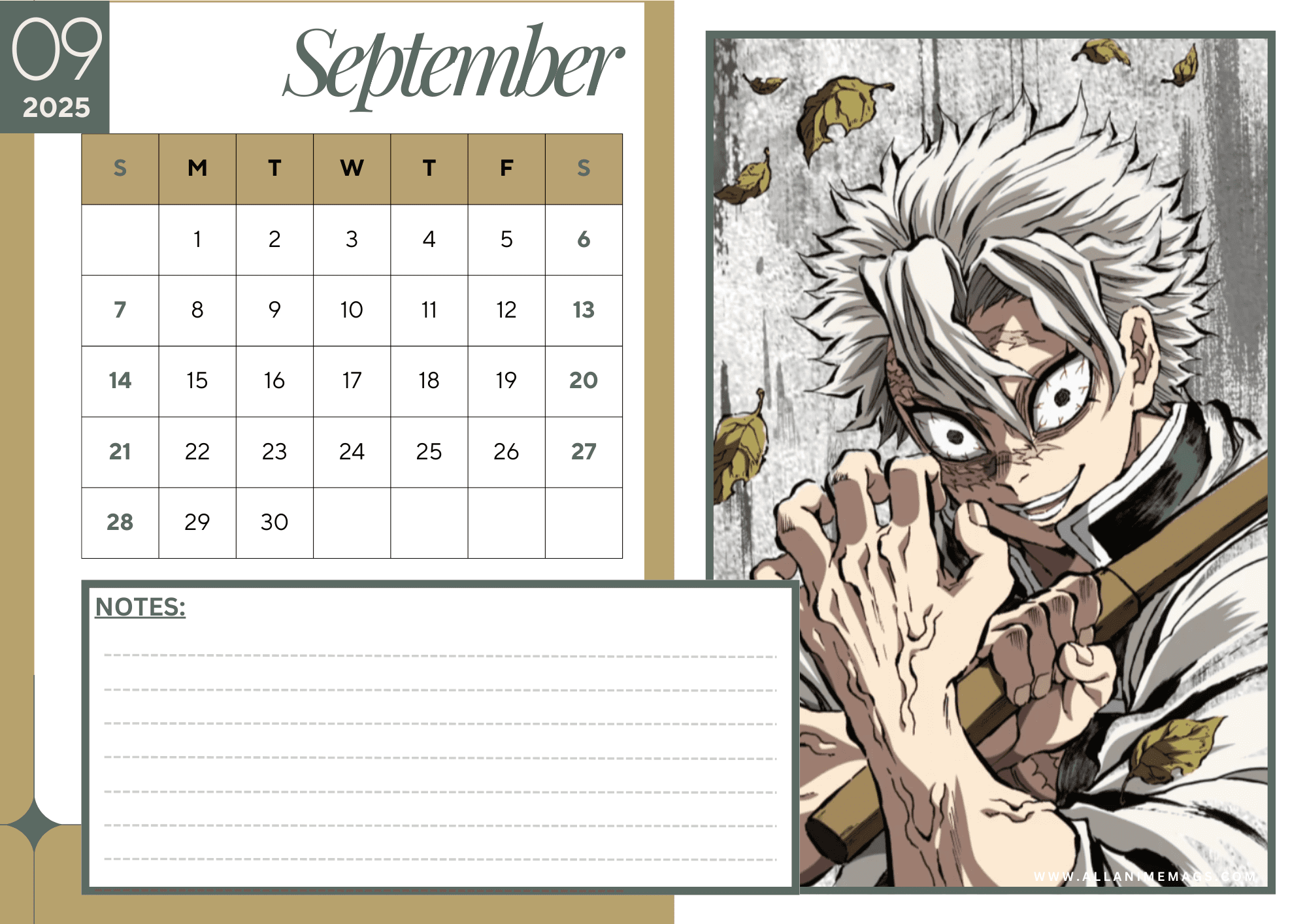 5 Free Downloadable 2025 Anime Calendars: Demon Slayer - All About ...
