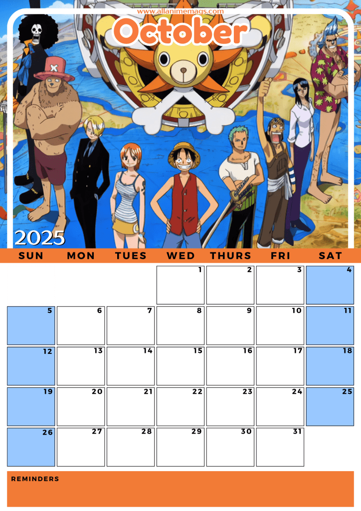 5 Free Downloadable 2025 Anime Calendars: One Piece - All About Anime ...