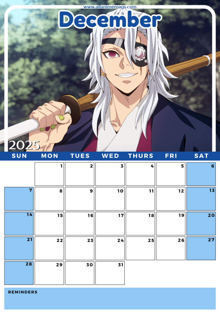 5 Free Downloadable 2025 Anime Calendars: Demon Slayer - All About ...
