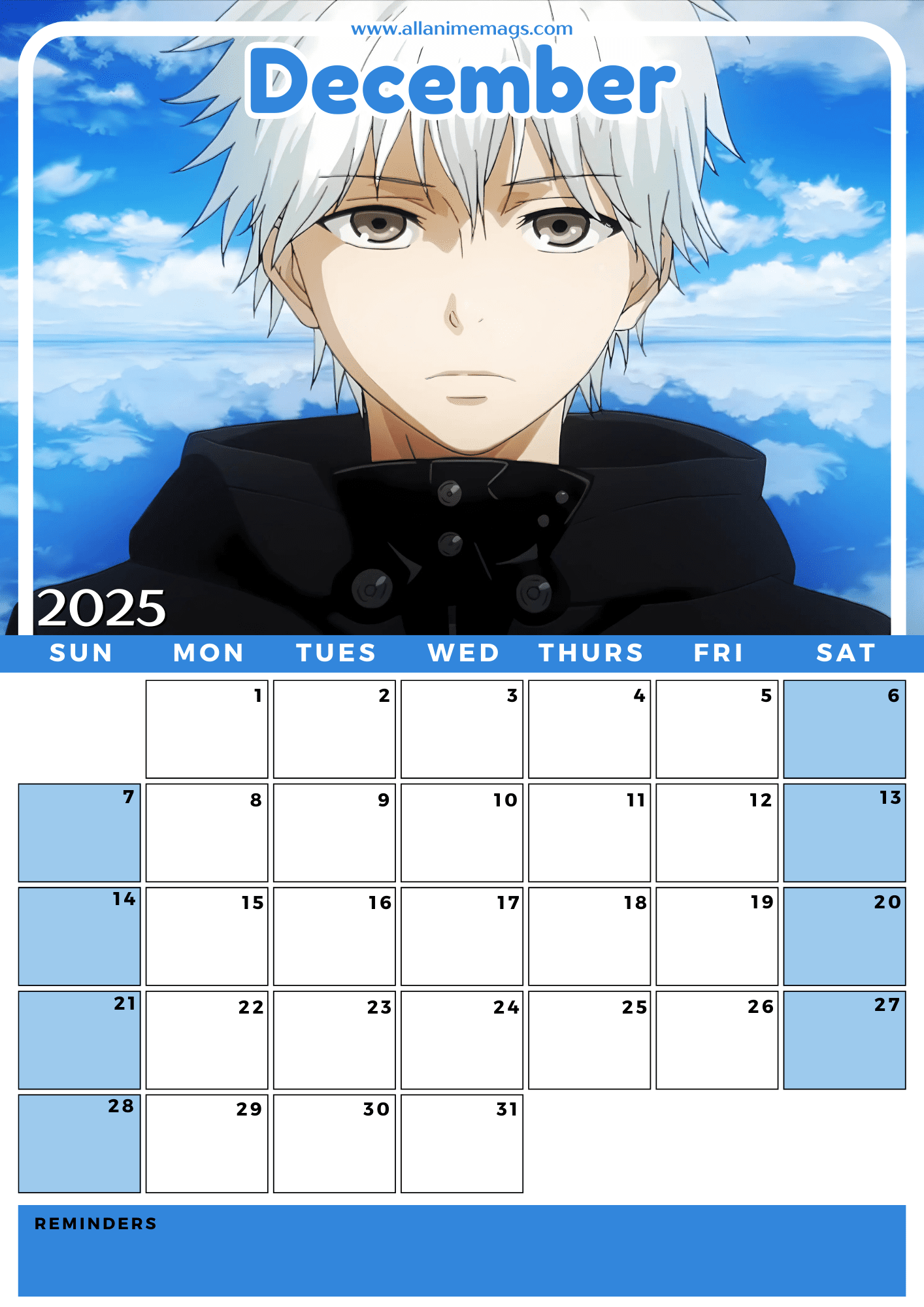 5 Free Downloadable 2025 Anime Calendars: Tokyo Ghoul - All About Anime ...