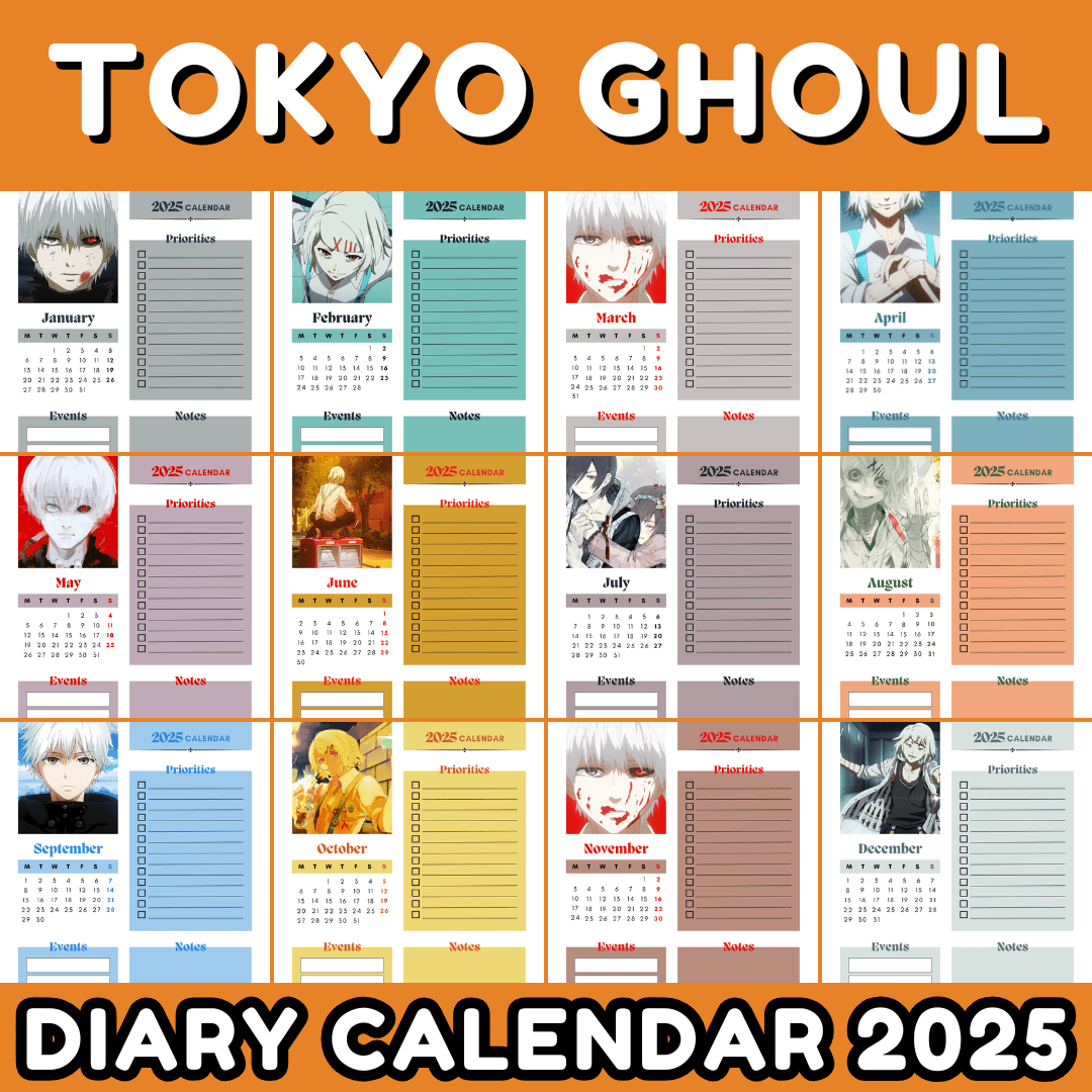 Tokyo Ghoul 2025 Diary Anime Calendar - All About Anime and Manga